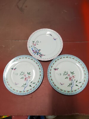 Vintage "The English Table" Colorful Butterfly Birds Flowers 3pc Salad ...