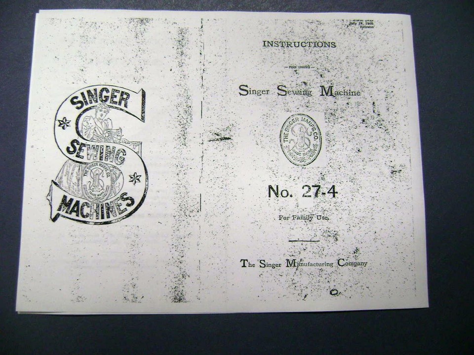 Singer Treadle Sewing Machine Manual for Model 27-4 1905, others Free ...