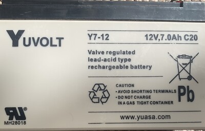 Yuasa Yuvolt Y7-12 12V - 7Ah C20 Lead Acid Rechargeable Battery | eBay UK