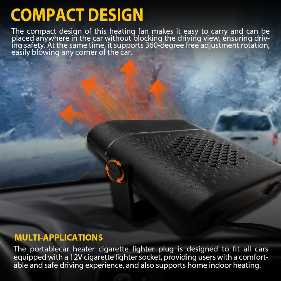 150W Portable Electric Car Heater Heating Fan Defogger Defroster ...