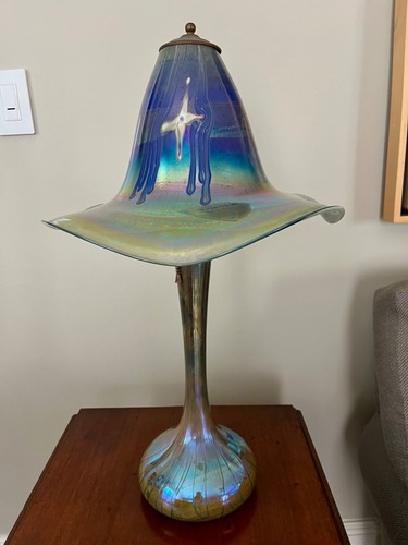ART NOUVEAU SIGNED STEPHEN FELLERMAN 1980'S STUDIO ART GLASS TABLE LAMP ...