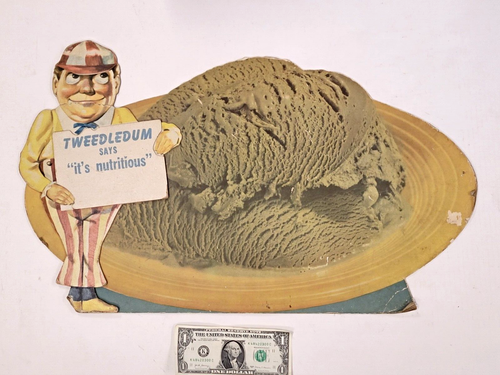 1920s vintage ICE CREAM Sign Cardboard Store Display Tweedledum (no ...