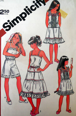 VTG SIMPLICITY 5840 SEW PATTERN GIRL LINGERIE CAMISOLE SLIP CULOTTE ...