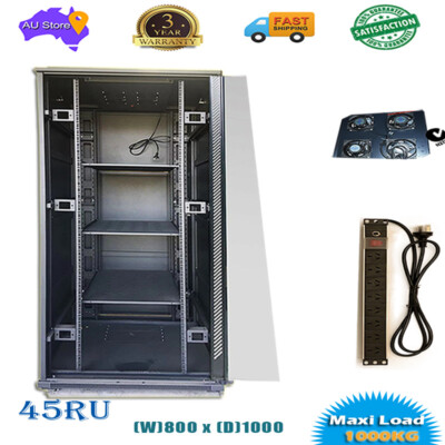 45RU 45U 19" 19 Inch 1000 DEPTH NETWORK SERVER DATA RACK CABINET & 4 ...