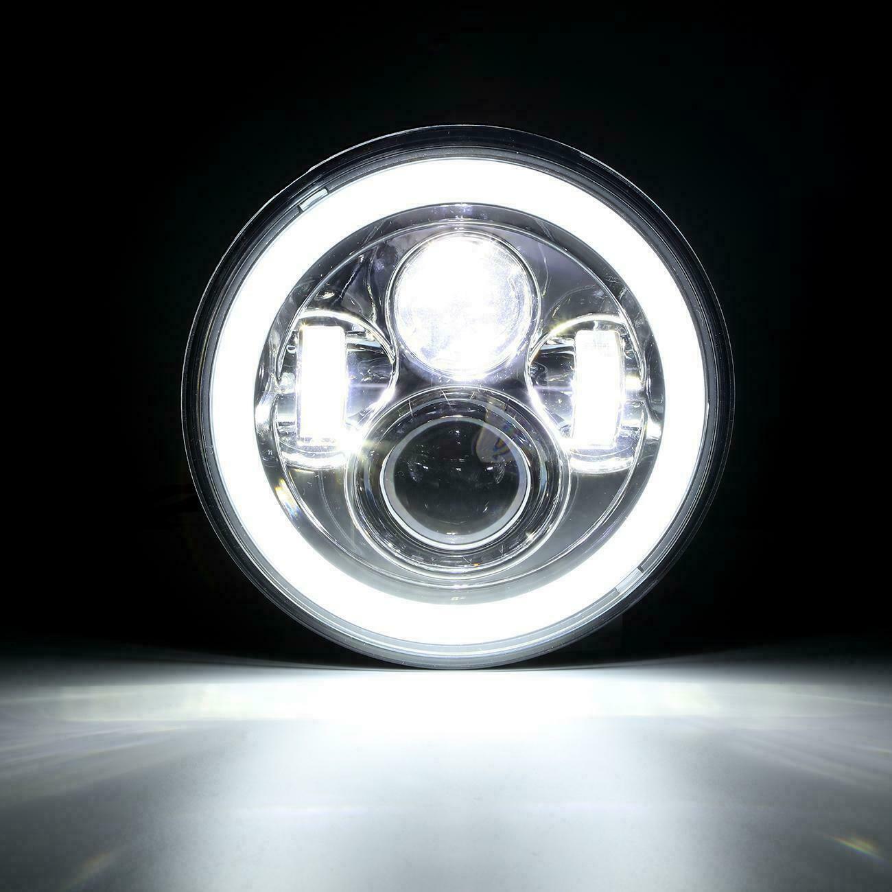 7''Chrome Hi/Lo Beam LED HeadLight Angel Eye For Honda Shadow Spirit ...