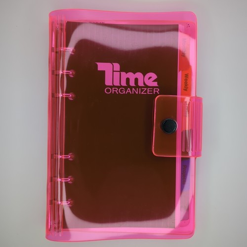 Vintage Time Organizer Planner Neon Pink Transparent Folder | eBay