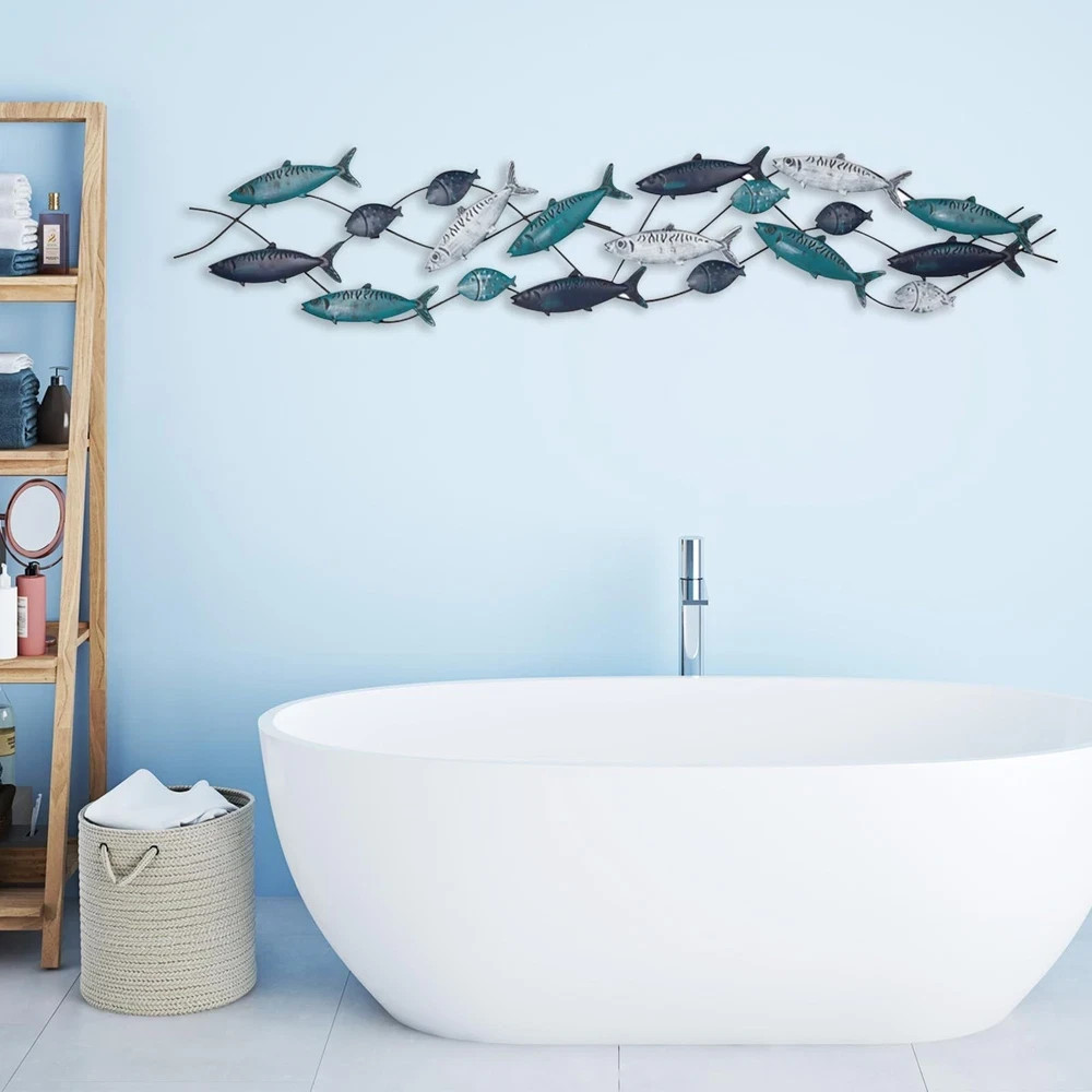 Metal Fish Wall Art – School of Fish Wall Decor, 3D Hand-Painted ...