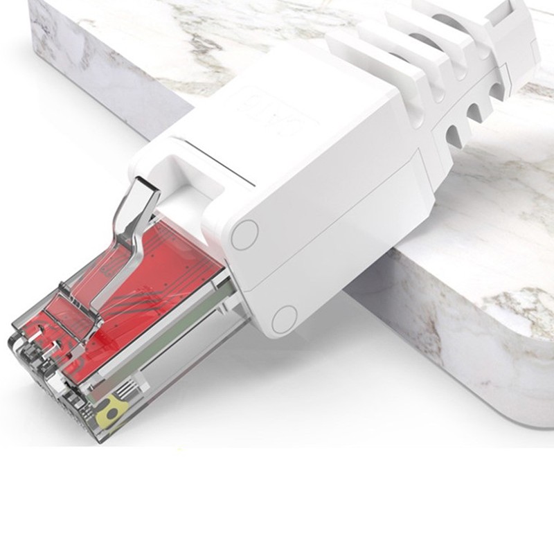 White RJ45 Tool-less Connector No Crimp Connectors CCTV Ethernet Cable ...