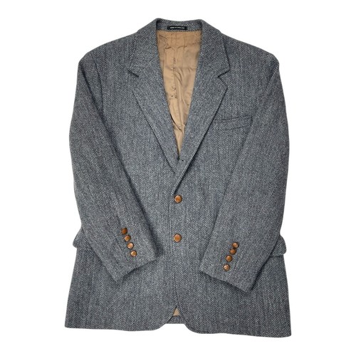 Harris Tweed Orvis Gossamer Blazer Mens Gray Herringbone 100% Wool ...