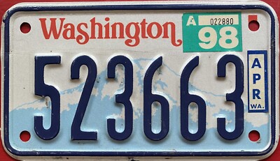 Nice All Original 1998 Washington Motorcycle License Plate Correct For ...