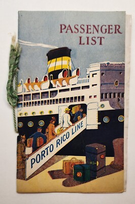 VTG BOOKLET PASSENGER LIST / PORTO RICO LINE / SS COAMO / PUERTO RICO ...
