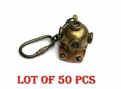 New Set of 50 pieces Nautical Diving Helmet Key chain Brass Style ...
