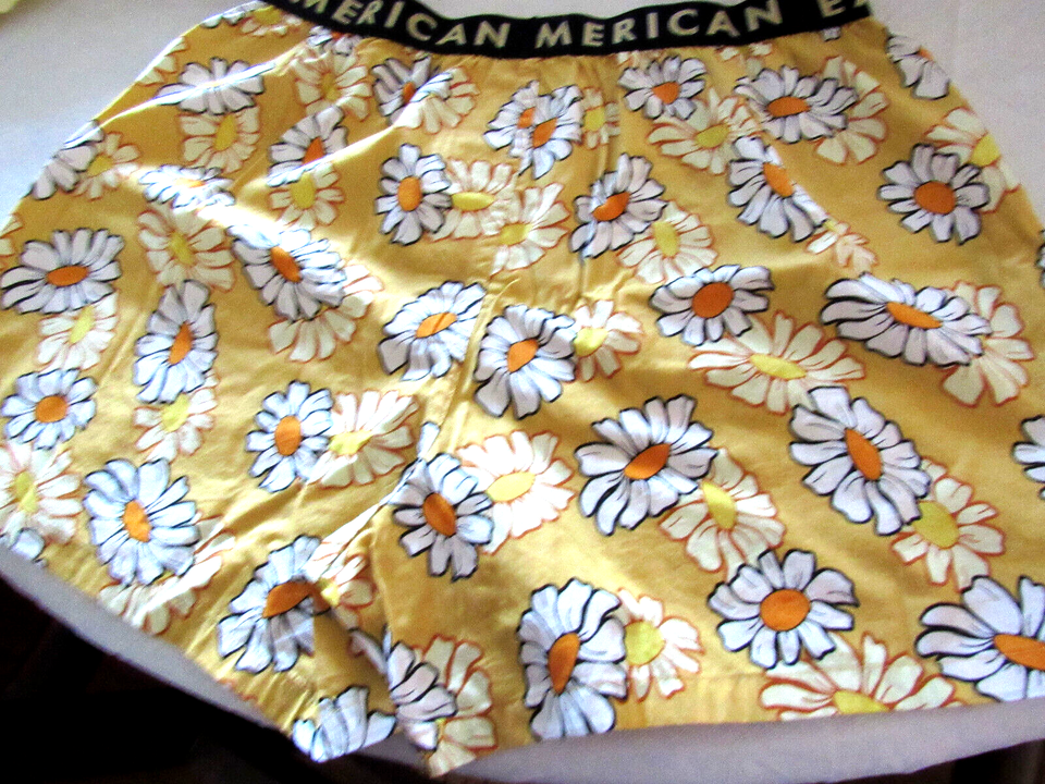 AMERICAN EAGLE BOXERS LARGE 35"-38" FLORAL WAIST DAISY 4" INSEAM ...