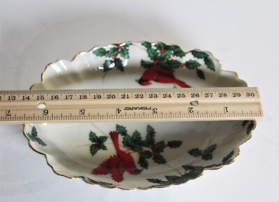 Vintage Cardinal Bird with Holly candy dish | eBay