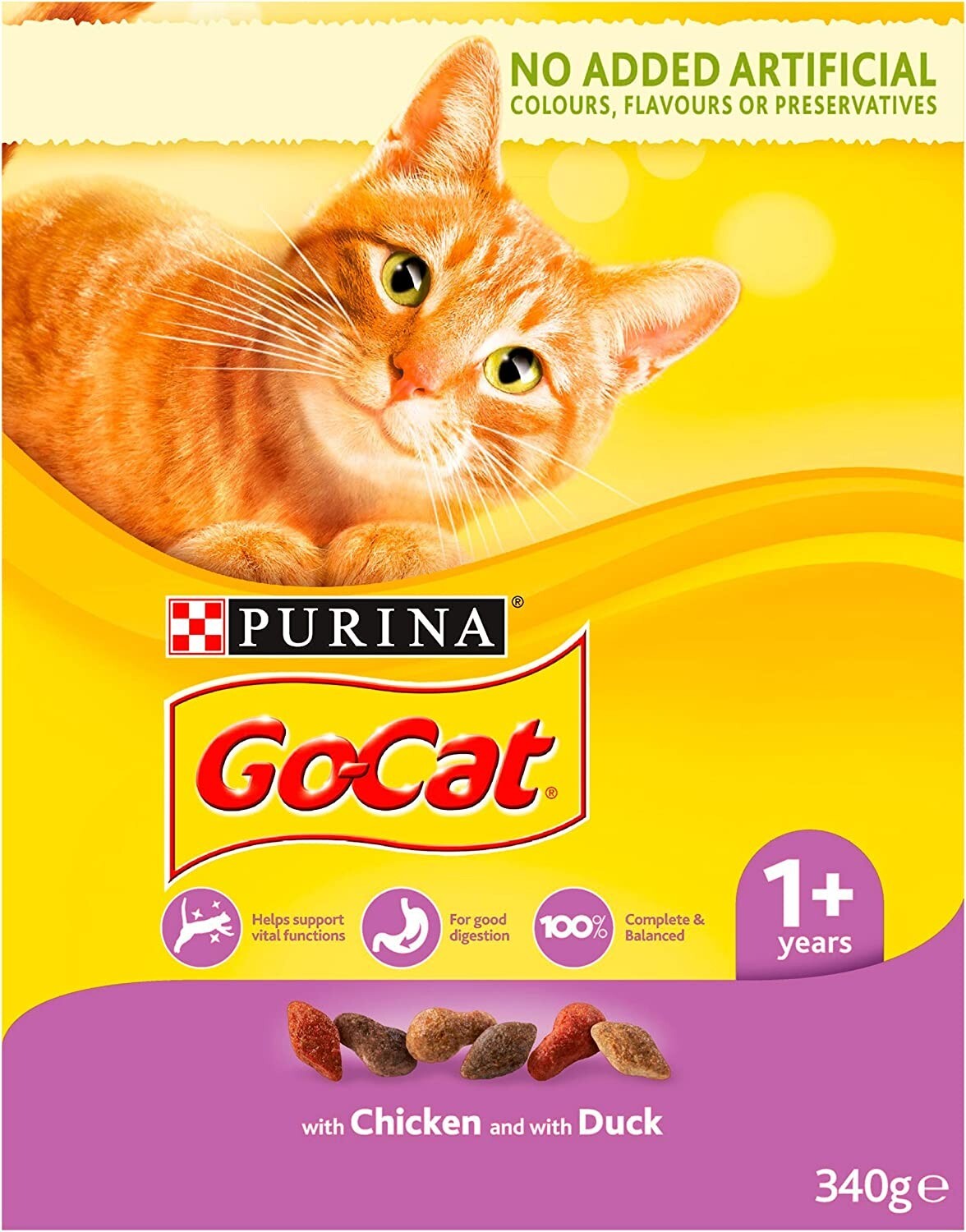 GO-CAT with Chicken and Duck mix Dry Cat Food 340g*6 Complete Dry Pet ...