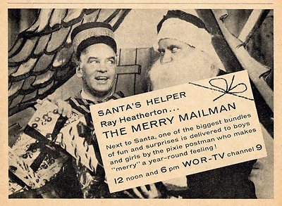 1960 WOR NEW YORK TV AD ~ MERRY MAILMAN RAY HEATHERTON SANTA CLAUS ...