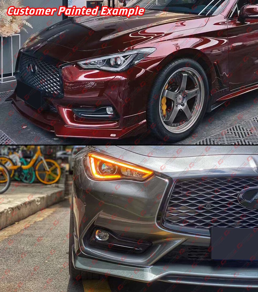 For 2017-2022 Infiniti Q60 JDM RS Style Double-Deck Front Bumper Lip ...