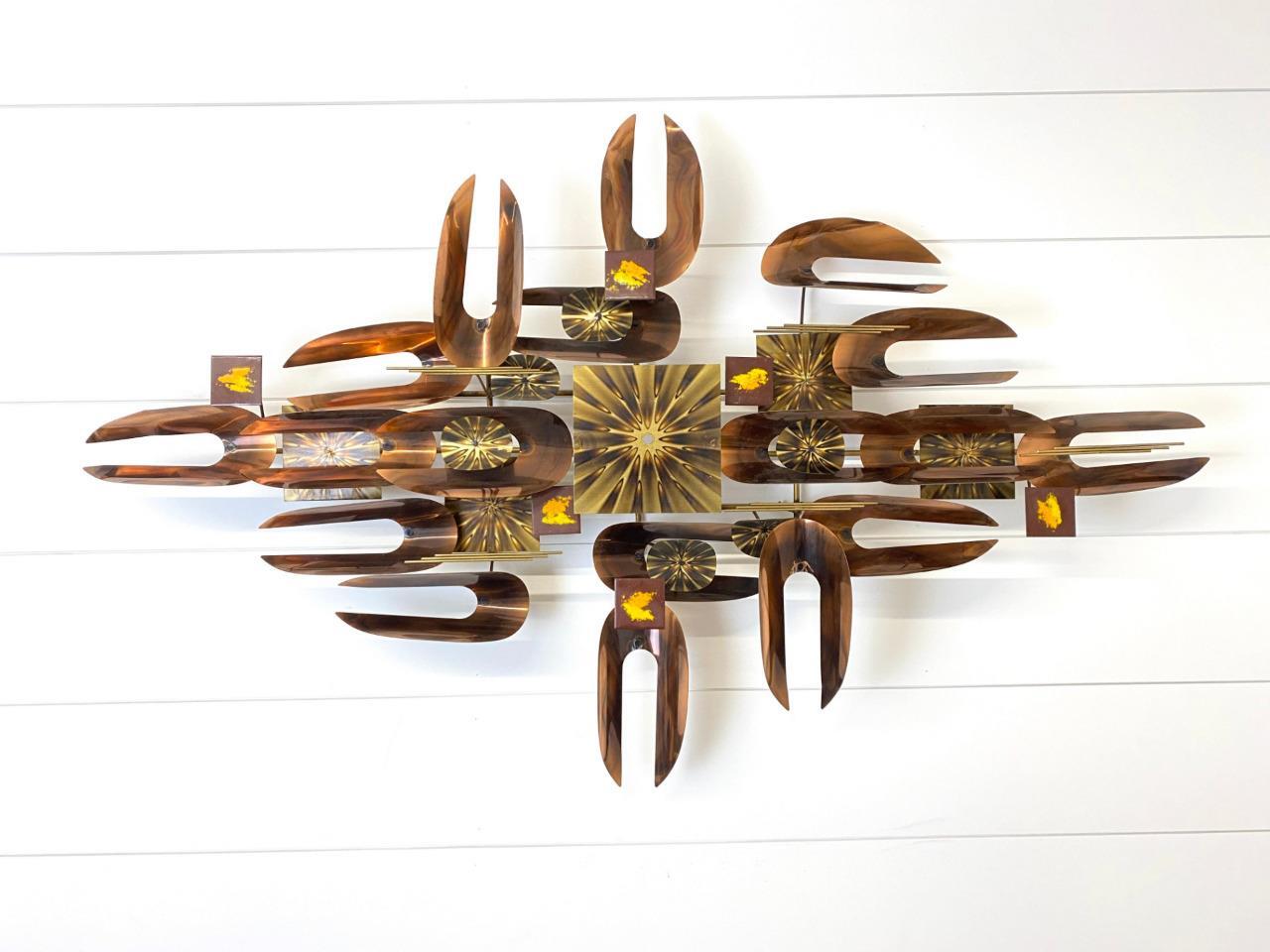 Vtg Mid Century William Vose Jere Metal Art Sculpture Wall Hanging ...