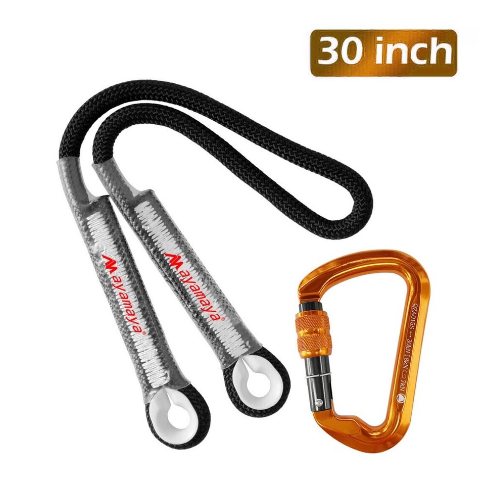 30KN Rock Climbing Locking Carabiner + Prusik Rescue Rope Safety ...