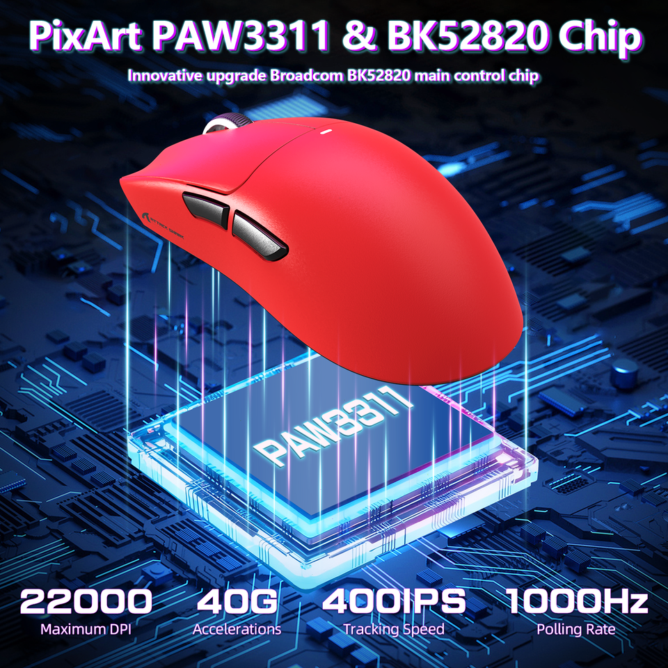 ATTACK SHARK X11SE Wireless Gaming Mouse, 2.4G/BT/Wired, PixArt PAW3311 ...