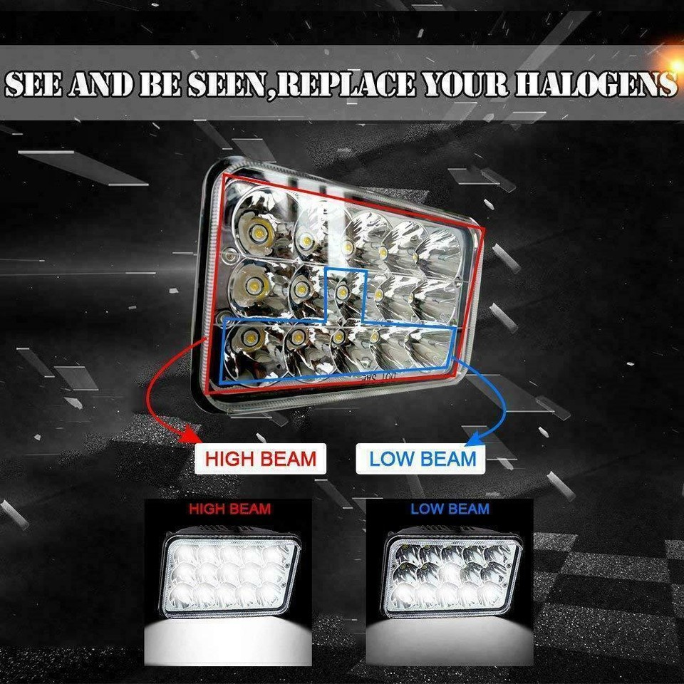 4PCS 4x6“ 90W Led Headlights Hi-Lo Sealed Beam for Peterbilt Kenworth ...