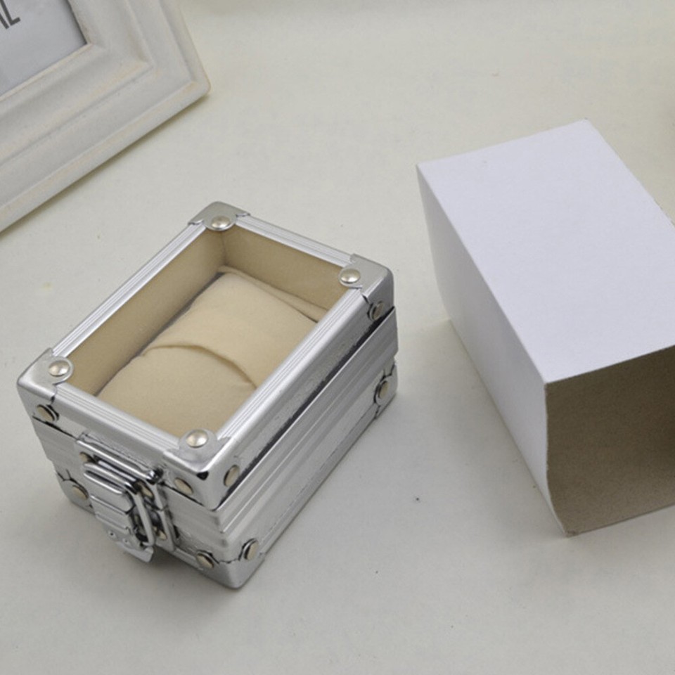 1PC Aluminum Watch Container Box with Lock Watch Storage Silver Case ...
