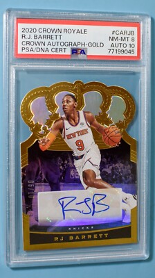 2020-21 Crown Royale RJ Barrett Gold Auto Autograph /10 PSA 8 Auto 10 ...