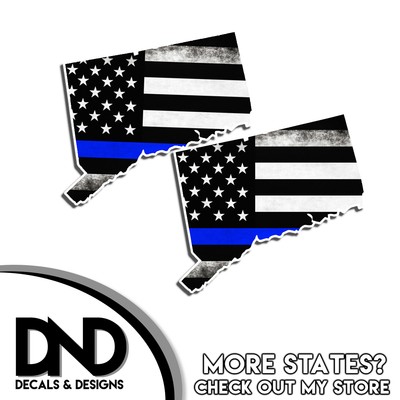 Indiana State Police Blue Line Decal IN Tattered American Flag Sticker ...