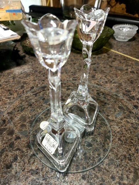 Set of 2 Toscany Classics 24 Lead Crystal Tulip Glass Candlesticks 8 ...