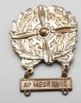 WWII 1943 Lead Metal Army Air Forces AP Airplane Mechanic Qualification ...
