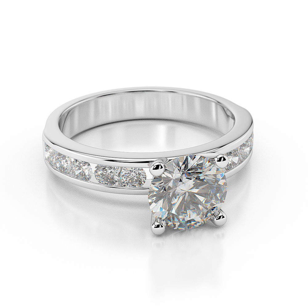 2 3/4 Carat Classic Round Cut Diamond Engagement Ring F/VS2-SI1 14K ...