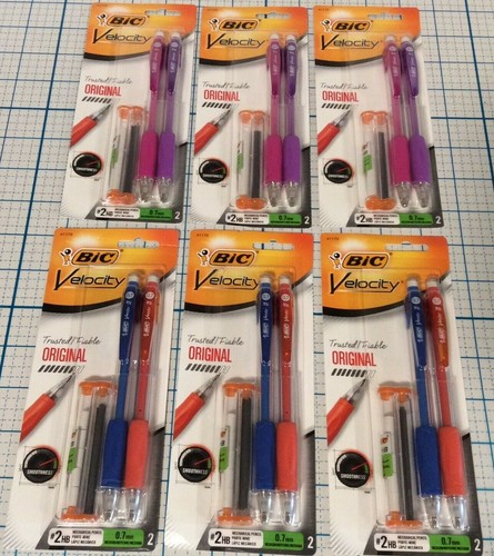 Mechanical Pencils BIC Velocity Set of 6 Packs - 3 Blue/Orange & 3 Pink ...
