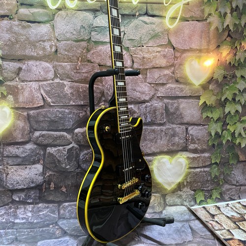 Black Electric Guitar P90 Pickup Yellow Binding Fast | eBay