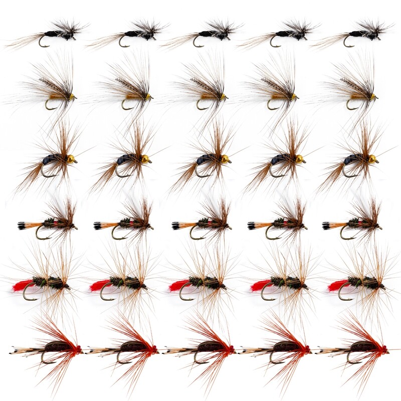 30pcs/lot Fly Fishing Lures Kit Nymph Dry Wet Flies Bait Hook Bass ...