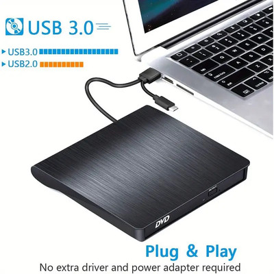 USB 3.0 Slim External DVD CD RW Writer Drive Burner Player Reader For ...