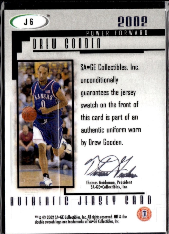 DREW GOODEN 2002 SAGE HIT ROOKIE RC **SILVER** PATCH - #01/25 !! SP🔥🔥 ...