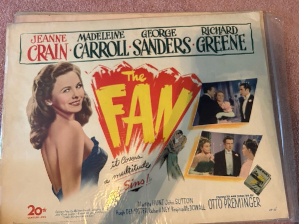 Vintage Movie Poster 1/2 Sheet RARE “The Fan” Jeanne Crain 1949 | eBay