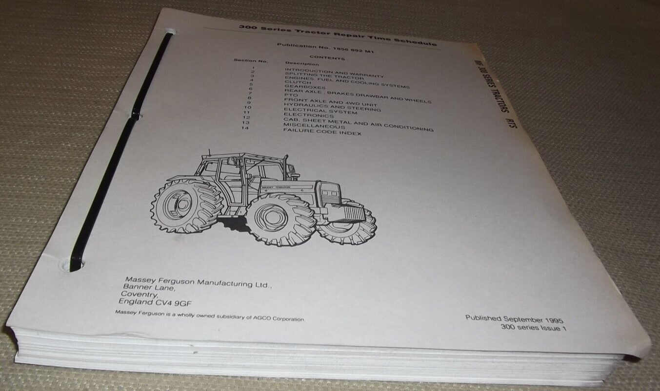 Massey Ferguson 342 352 362 372 375 390 399 Tracteur Repair Temps ...