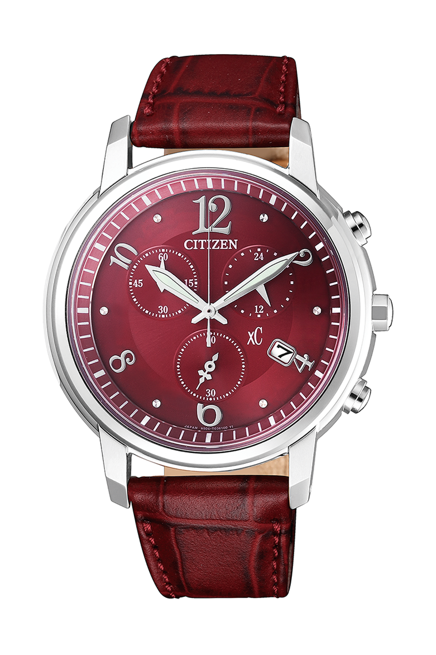 Citizen XC Stainless Steel Red Leather Chronograph Ladies' Watch FB1430 ...