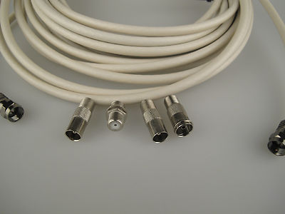 0.5m White Universal RF Coax Aerial, Satellite, Sky Cable TV Extension ...