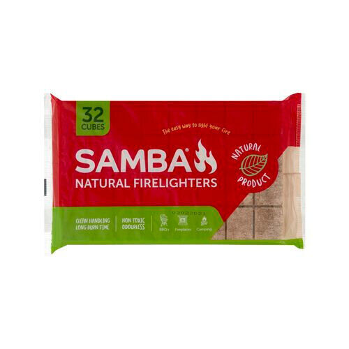 Samba Natural Firelighters 32 Cubes Clean handling Non toxic Long burn ...