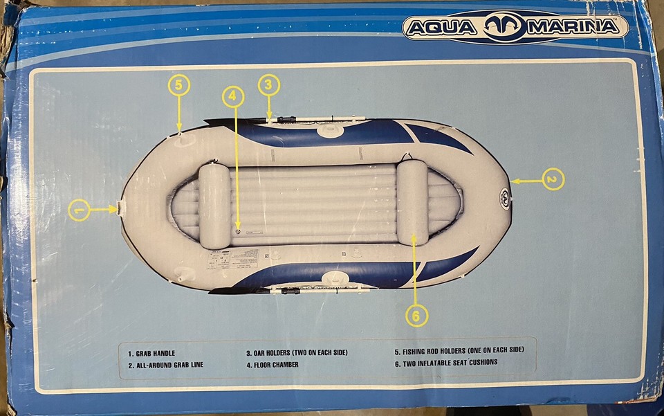 New Aqua Marina I nflatable Boat Dinghy 10’ x 4’5”River Raft 4 Person ...