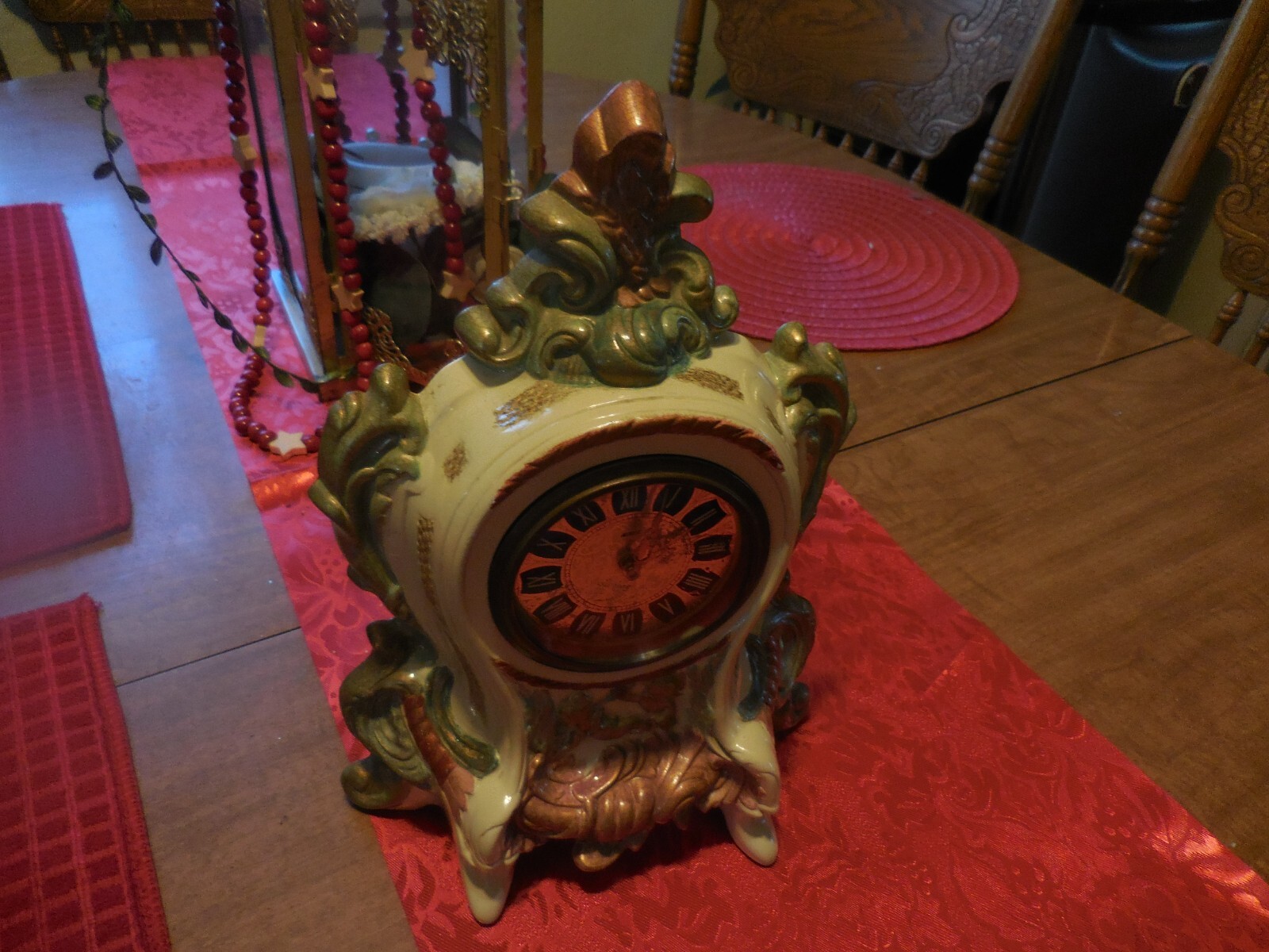 Minxie Porcelain Victorian multicolored floral mantle clock mechanical ...