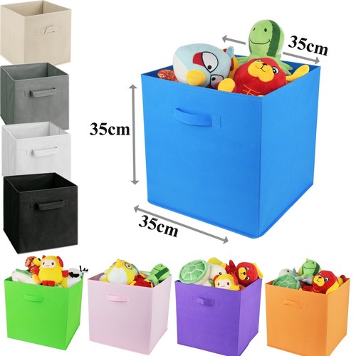 Collapsible Cube Storage Boxes Kids Toys Carry Handles Basket Bits Bobs ...