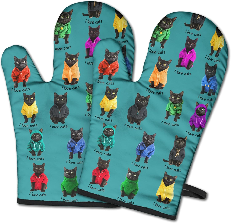 Cat Oven Mitts for Cat Lover,Heat Resistant Kitchen Gloves for Cooking ...