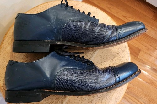 Stacy Adams Men's Madison Lizard Print Biscuit Toe Oxford Shoes, Blue ...