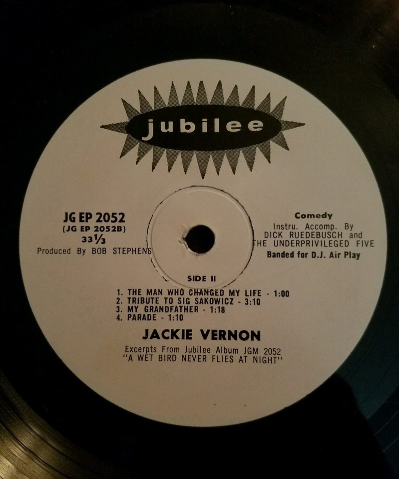 Jackie Vernon promo 7" JG EP 2052 Comedy Jubilee 33 1/2 vg+ | eBay