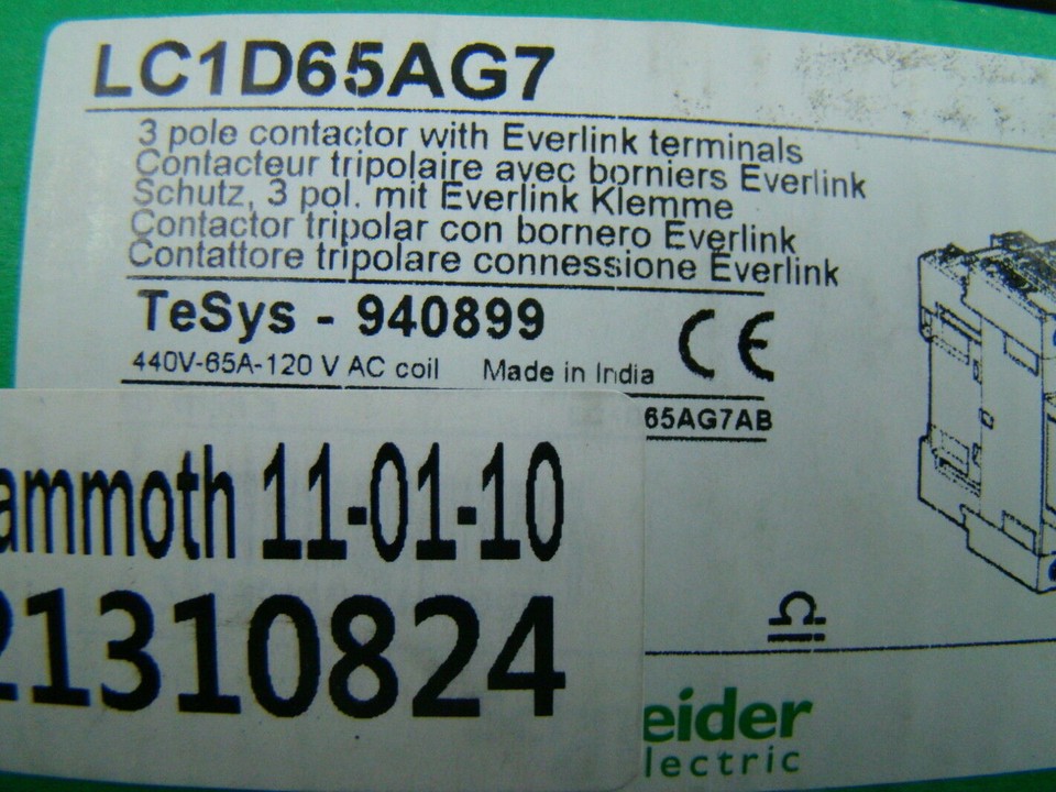 Schneider Electric TeSys D 3P Everlink AC Contactor AC3 65A IEC ...