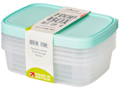 Wham Food Storage Plastic Kitchen Lunch Box Container with Lid 1L - Set ...