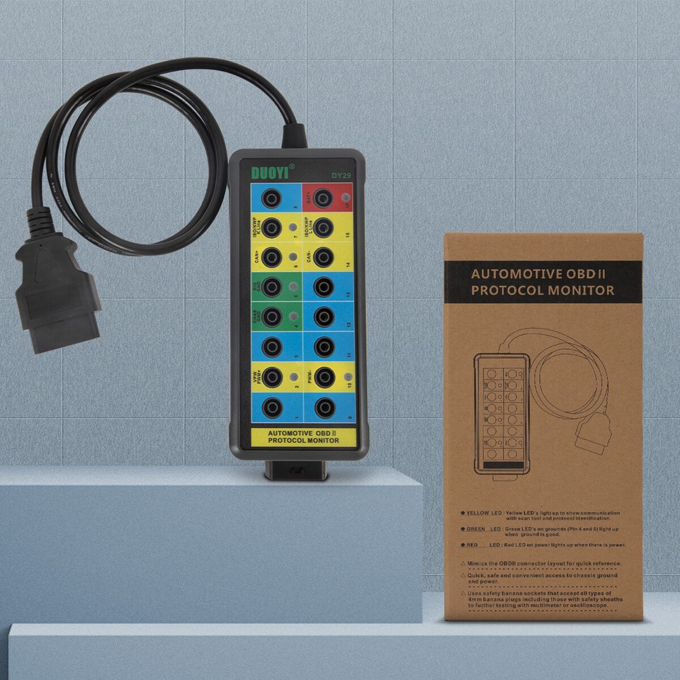 OBDII Breakout Box OBD2 Protocol Detector CAN Bus Analyzer with LED ...